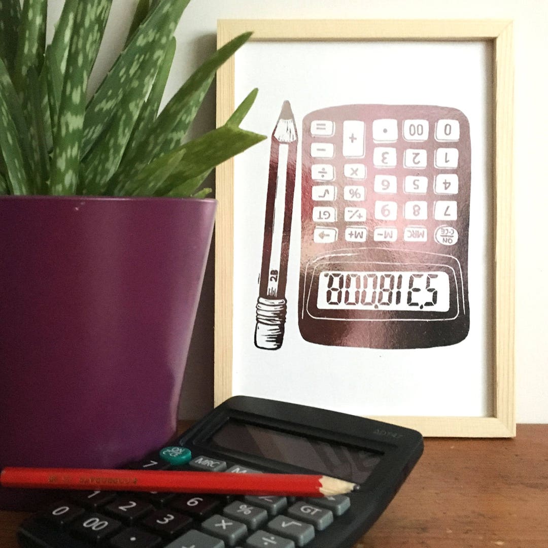 Rude Calculator Metallic Foil Print: Nerd Geek Art - Etsy UK