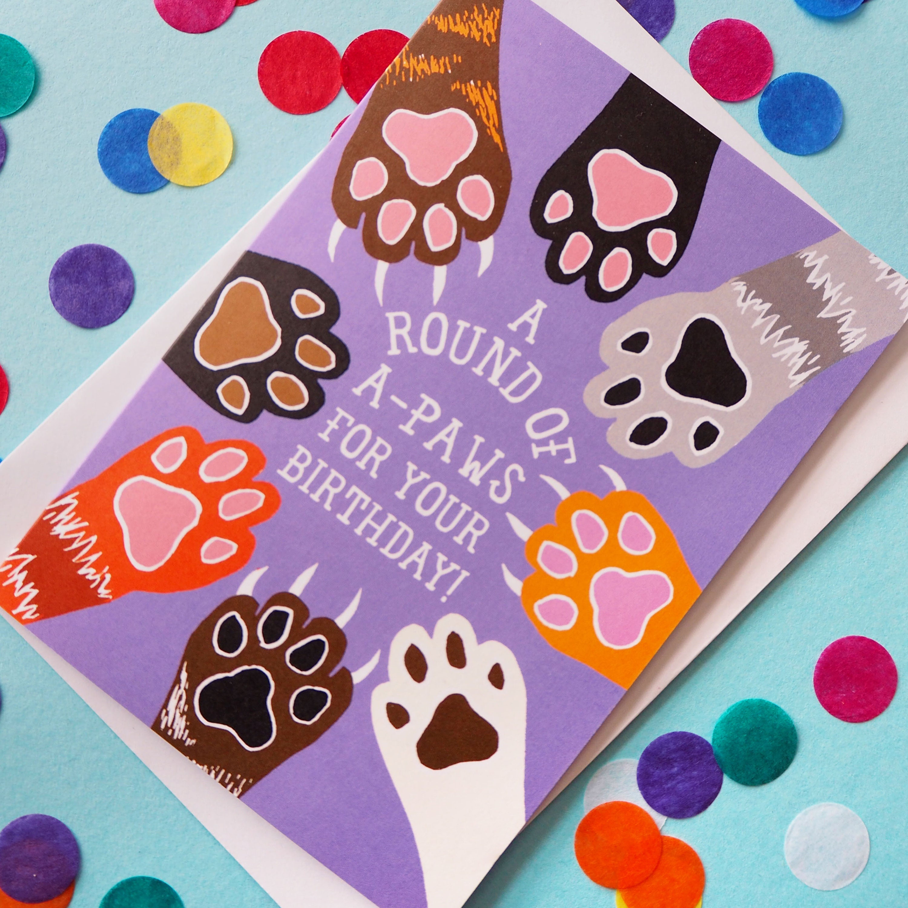 Funny Cat Birthday Card Round of A-Paws Pun Birthday Card | Etsy