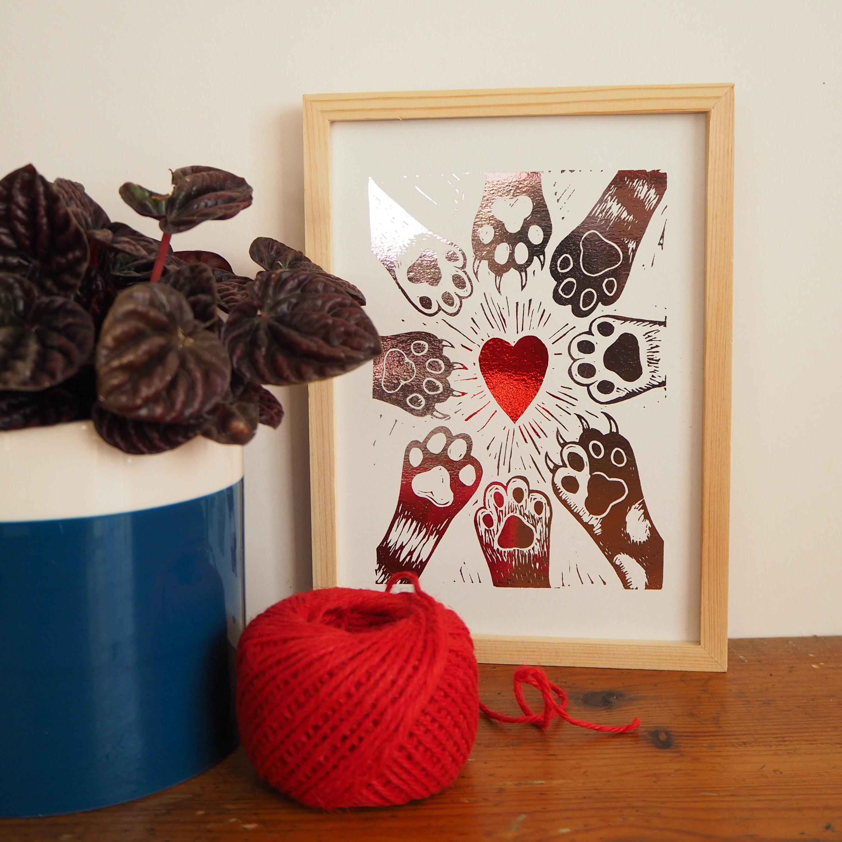 Cat Paws Foil Print, Cat Wall Art, Foil Art, Cat Lover Gift, Pet Gift ...