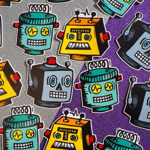 Vinyl Sticker Set 3x Retro Robot Friends Laptop Decals - Etsy
