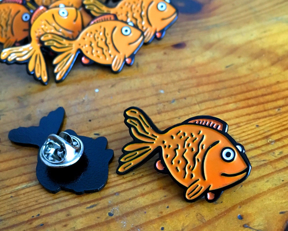 Goldfish Enamel Pin Badge Brooch Lapel Pin Retro Flair | Etsy Goldfish Enamel Pin Badge Brooch Lapel Pin Retro Flair | Etsy