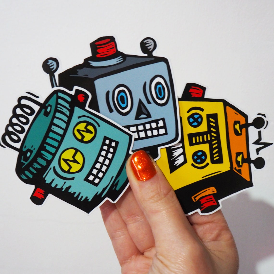 Vinyl Sticker Set 3x Retro Robot Friends Laptop Decals - Etsy