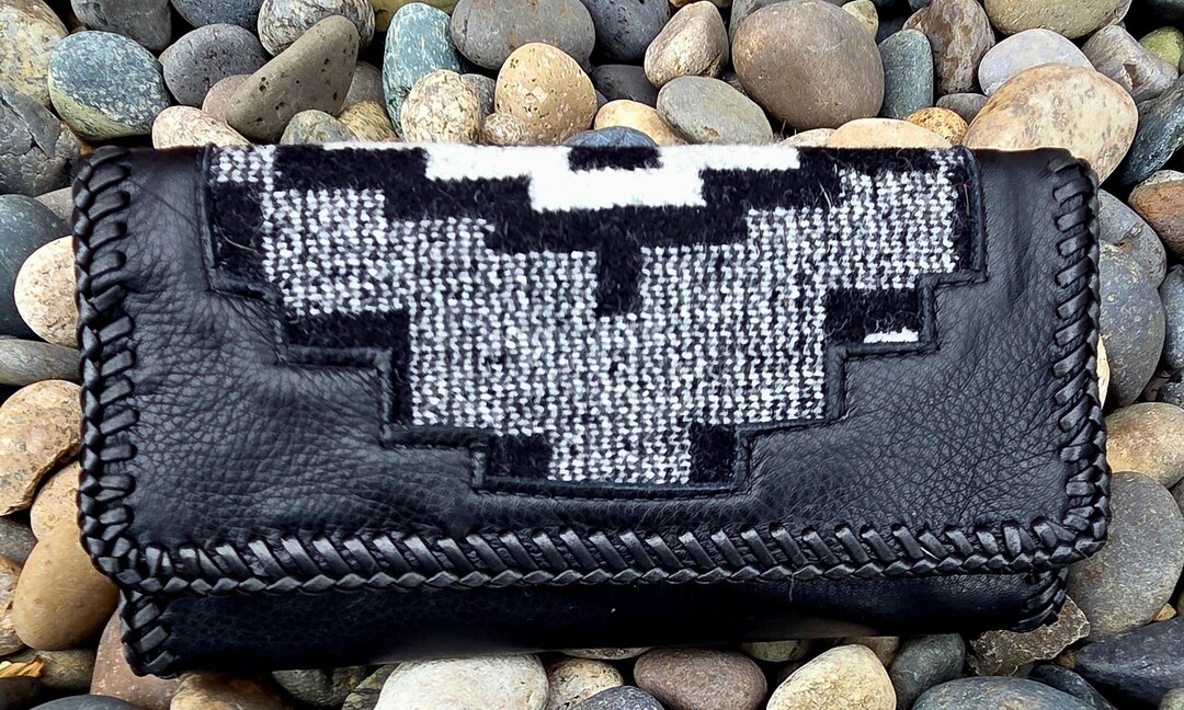 Black Leather & Pendleton Wool Wallet: RFID Blocking, 12 Card Slots - Etsy