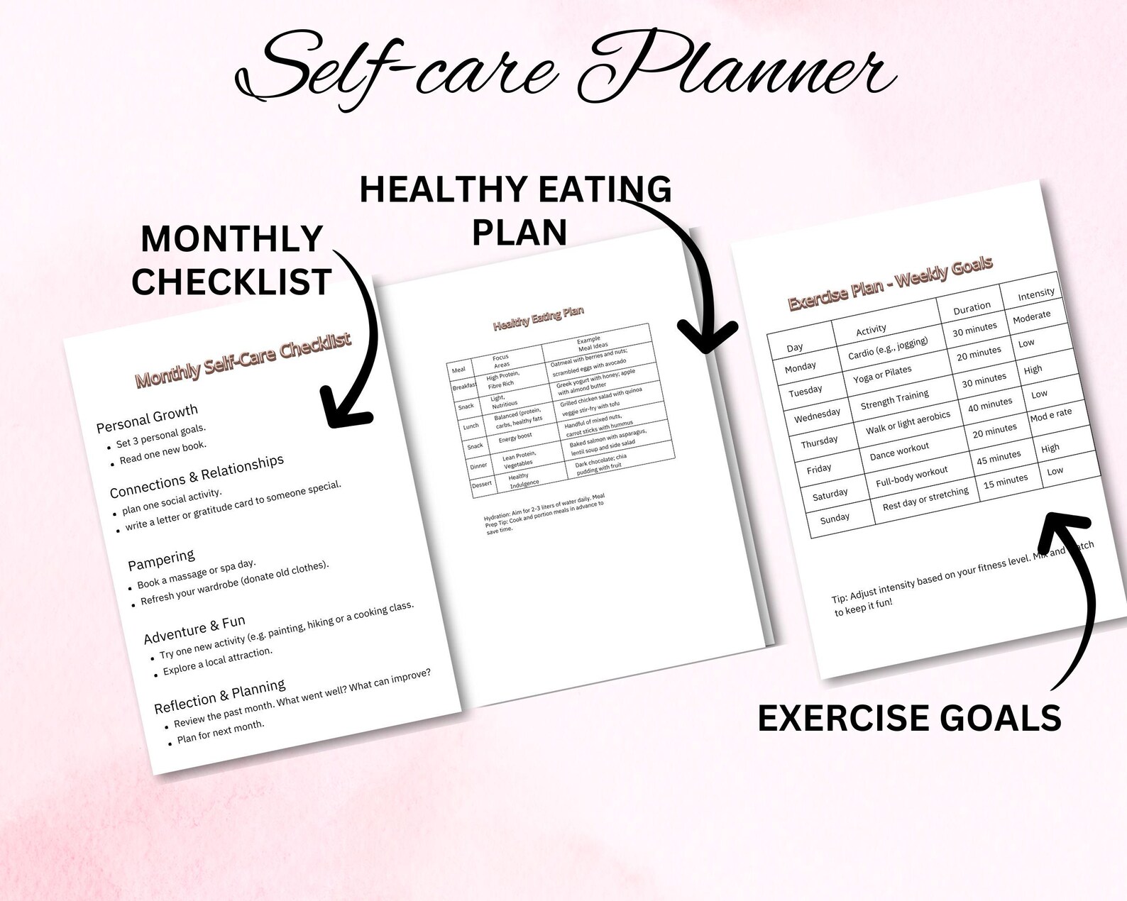Self-care Printable Planner, Downloadable Wellness Habit Tracker ...