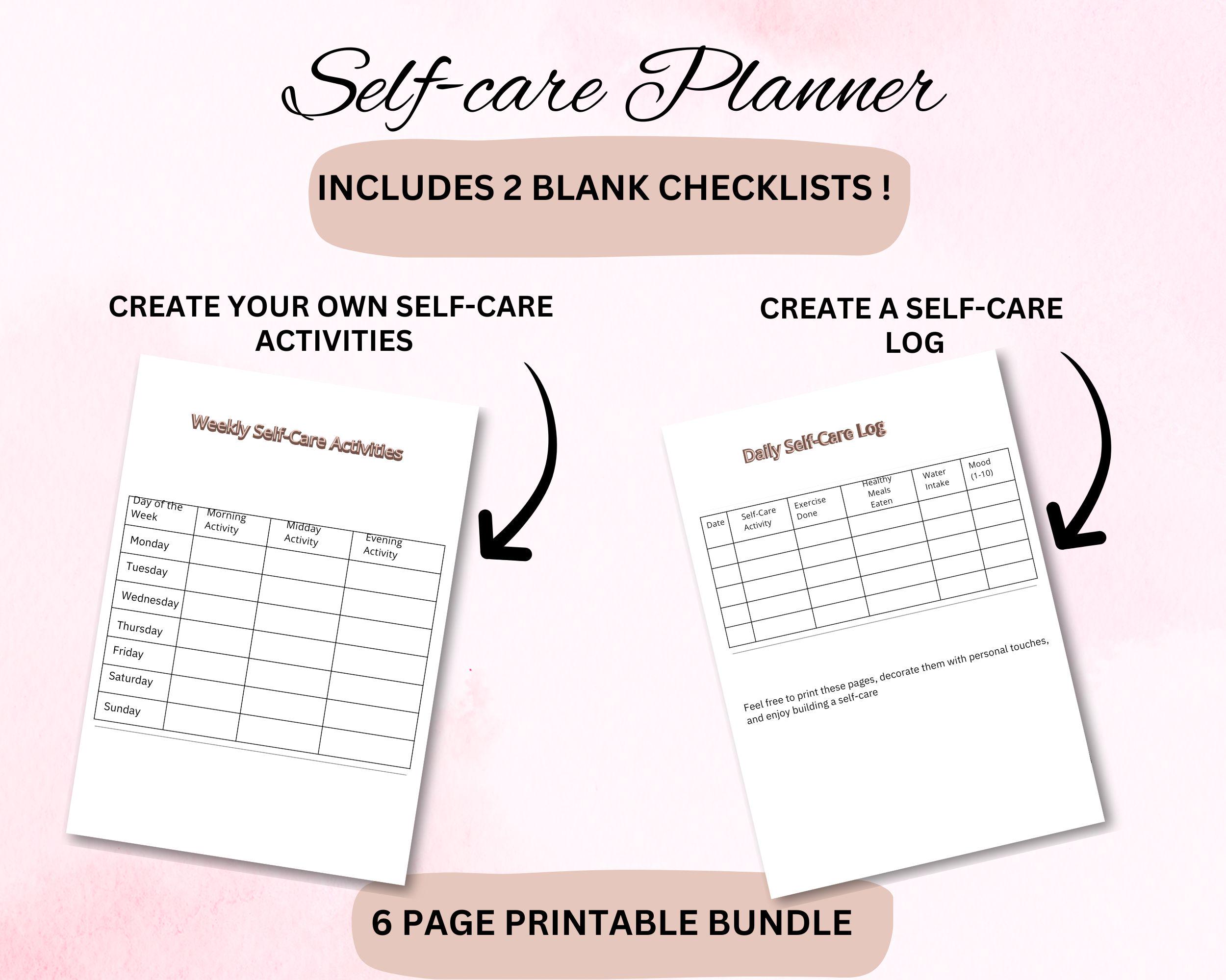 Self-care Printable Planner, Downloadable Wellness Habit Tracker ...