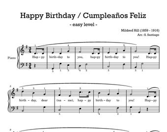 Happy Birthday | EASY Piano Sheet Music - Printable PDF - Etsy