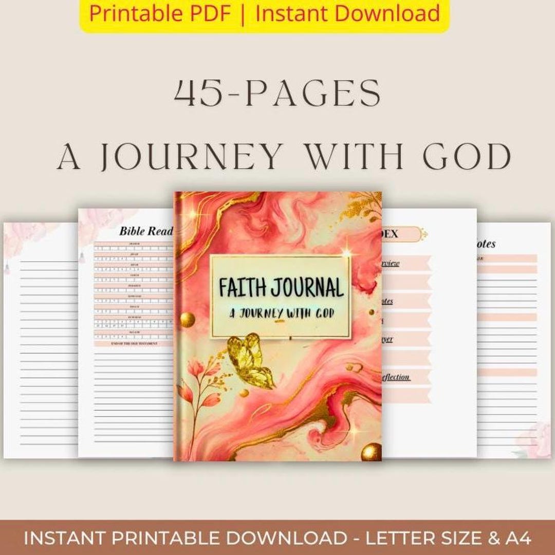 Faith Journal - Christian Printable Journal, 45-page Bible Study ...
