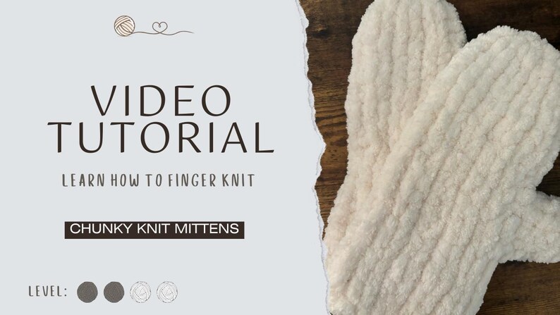 Mitten Video Tutorial/pattern, Learn How to Finger Knit, Hand Knitting, Knitting Tutorial ...