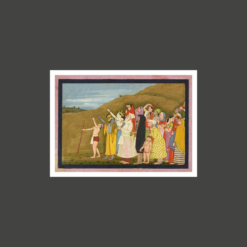 Krishna & Eid Moon Art | 18th Century Rajasthan Painting (digital ...