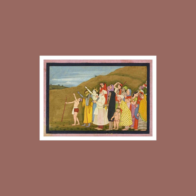 Krishna & Eid Moon Art | 18th Century Rajasthan Painting (digital ...