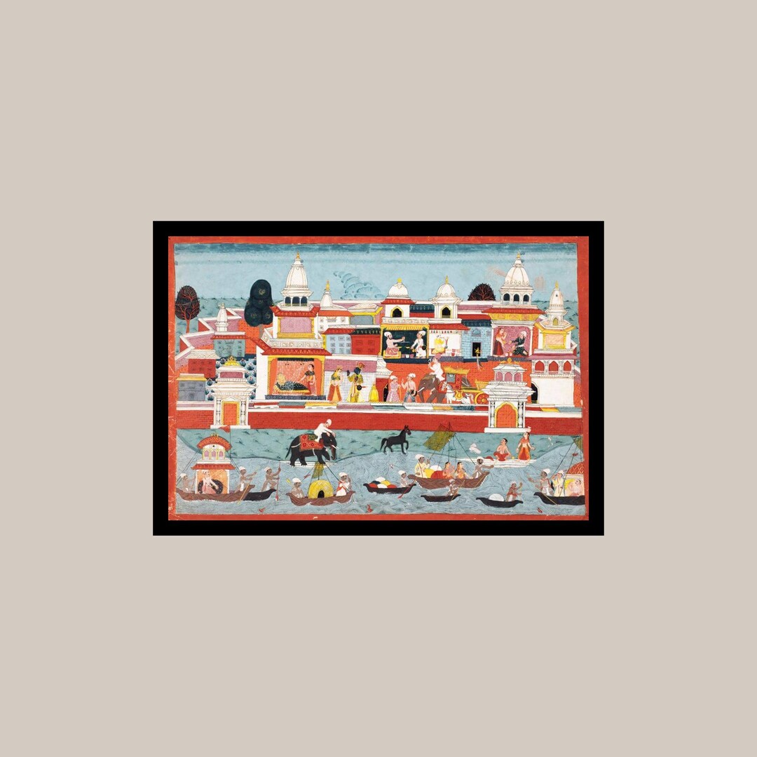 Lord Krishna and Narada Muni in Dwarka, Hindu Art Print (digital ...