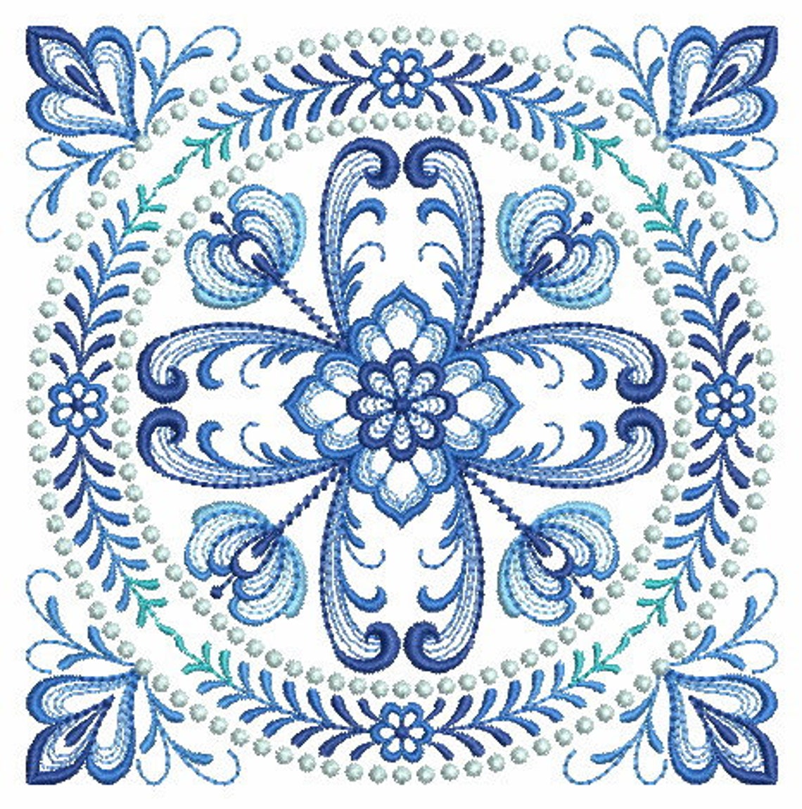 Delft Blue-twelve Embroidered Quilt Blocks - Etsy