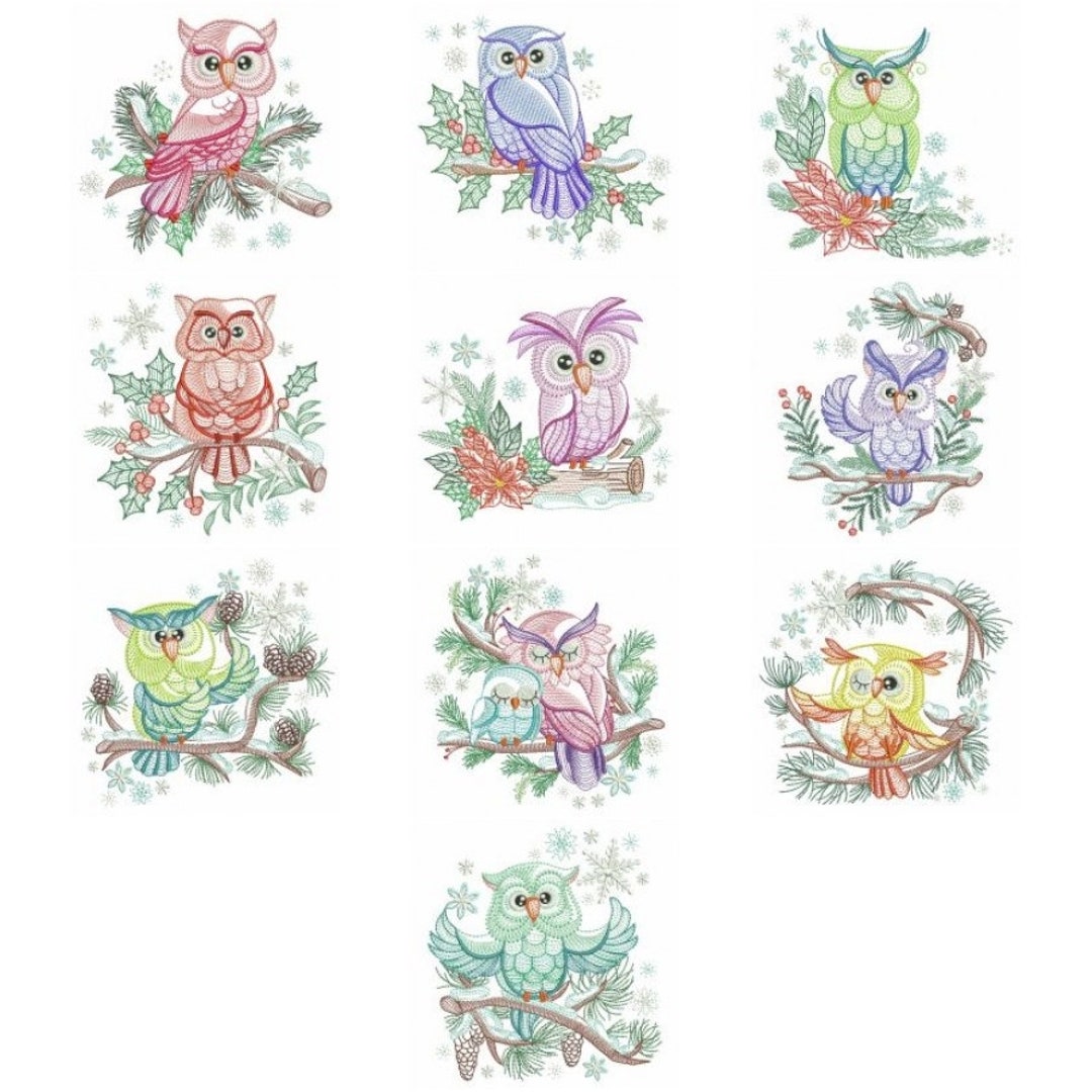 Embroidered Quilt Blocks--winter Owls - Etsy