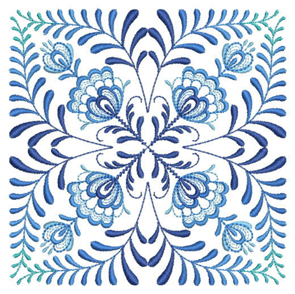 Delft Blue-twelve Embroidered Quilt Blocks | Etsy