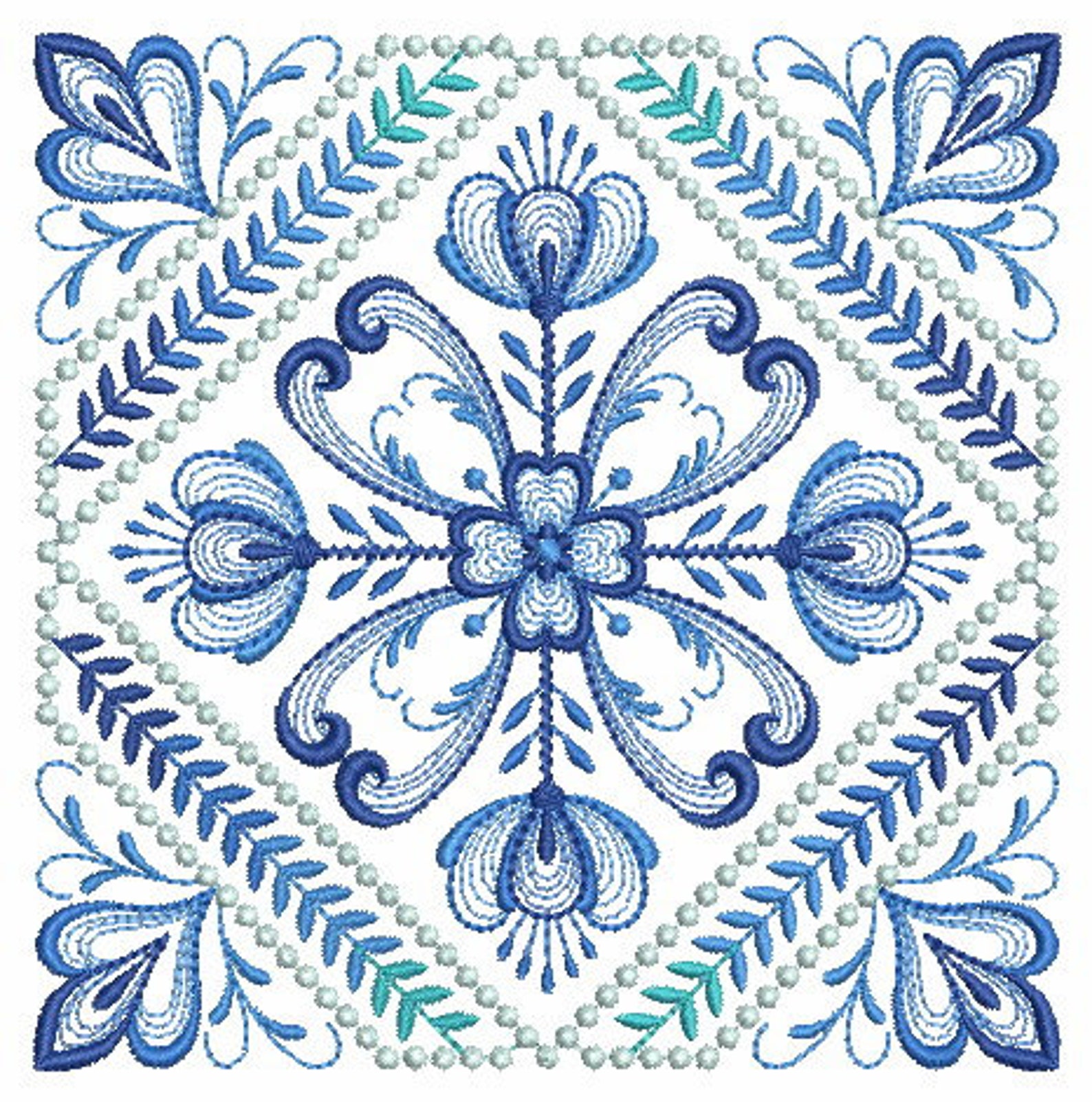 Delft Blue-twelve Embroidered Quilt Blocks - Etsy