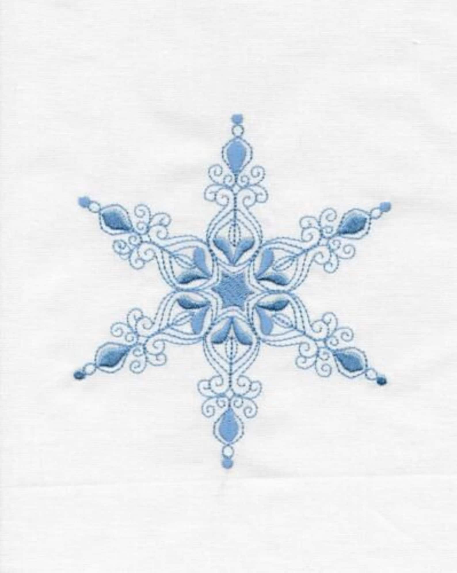 Machine Embroidered Quilt Blockswinter Snowflakes-set of 10 - Etsy