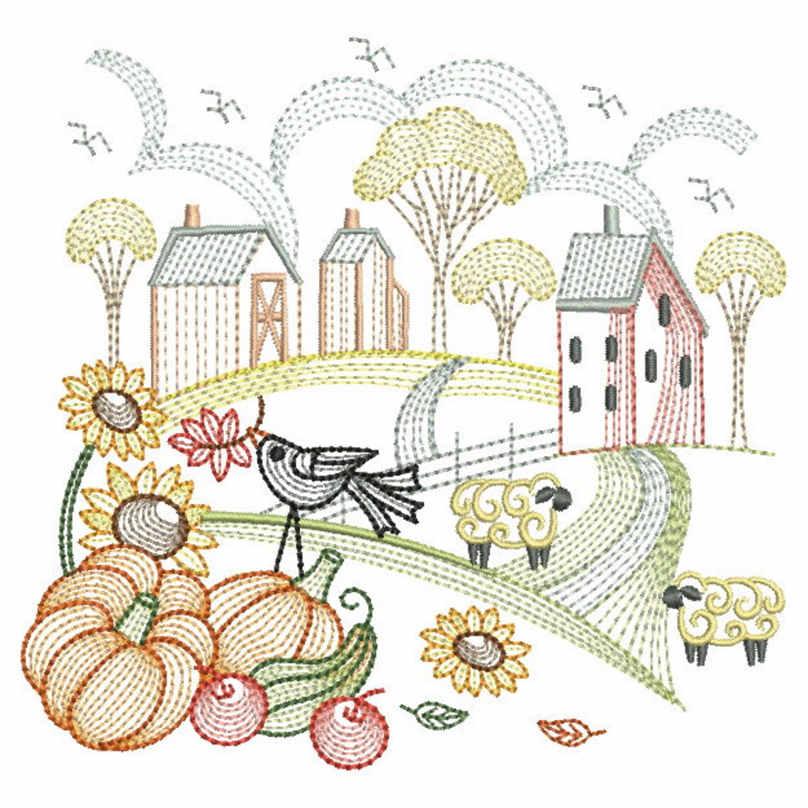 Embroidered Quilt Blocks-fall - Etsy