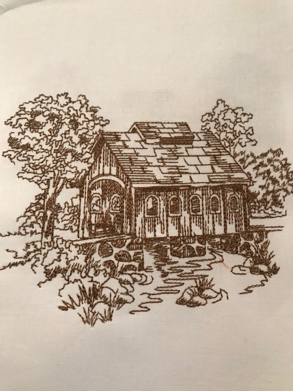 Covered Bridges Embroidered Quilt Blocks - Etsy