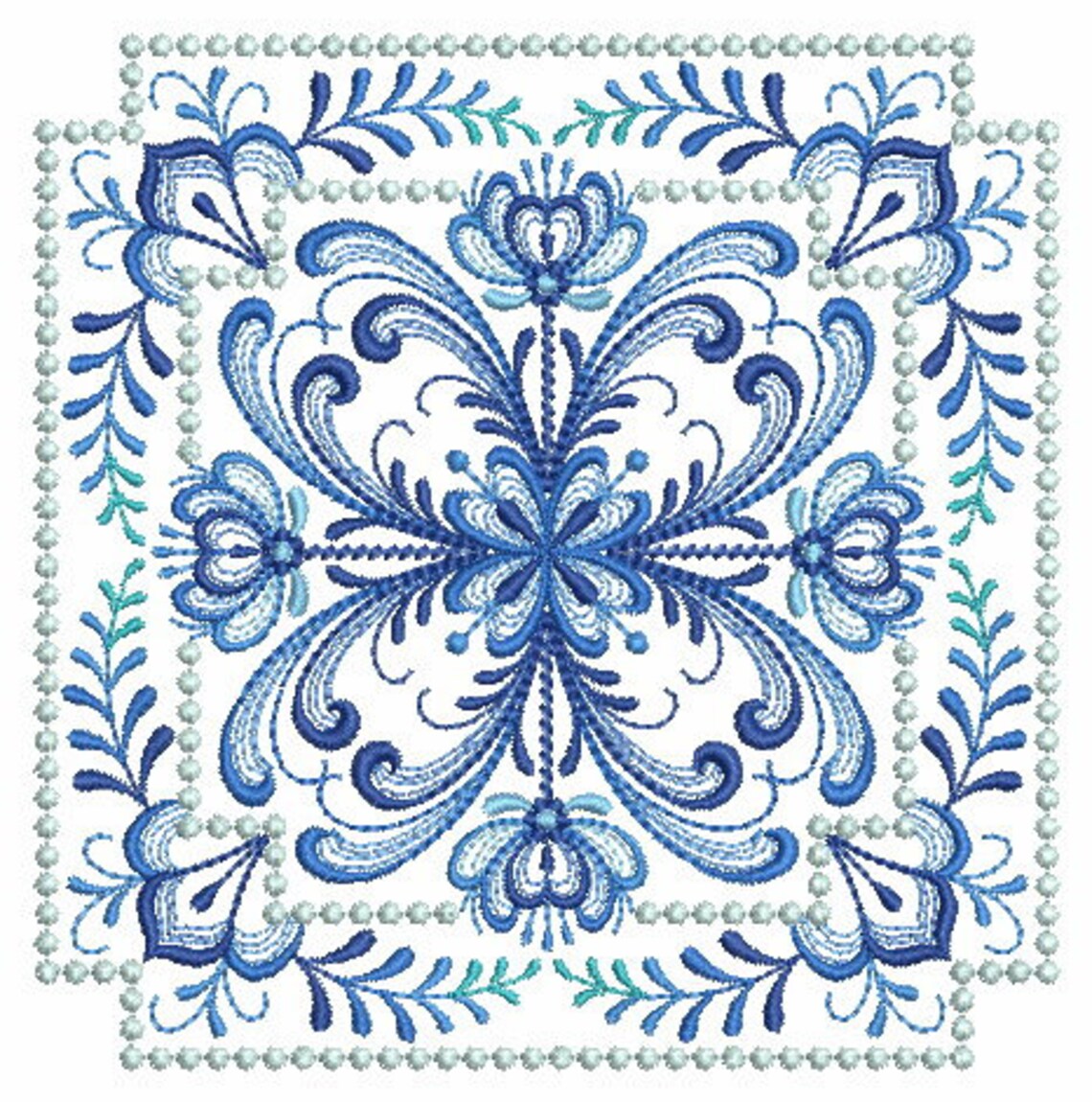 Delft Blue-twelve Embroidered Quilt Blocks | Etsy