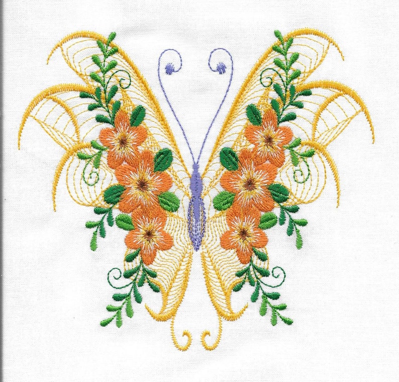 Embroidered Quilt Block--rippled Butterflies - Etsy
