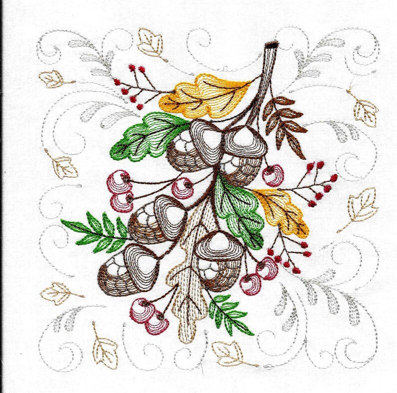 Embroidered Quilt Blocks-fall - Etsy