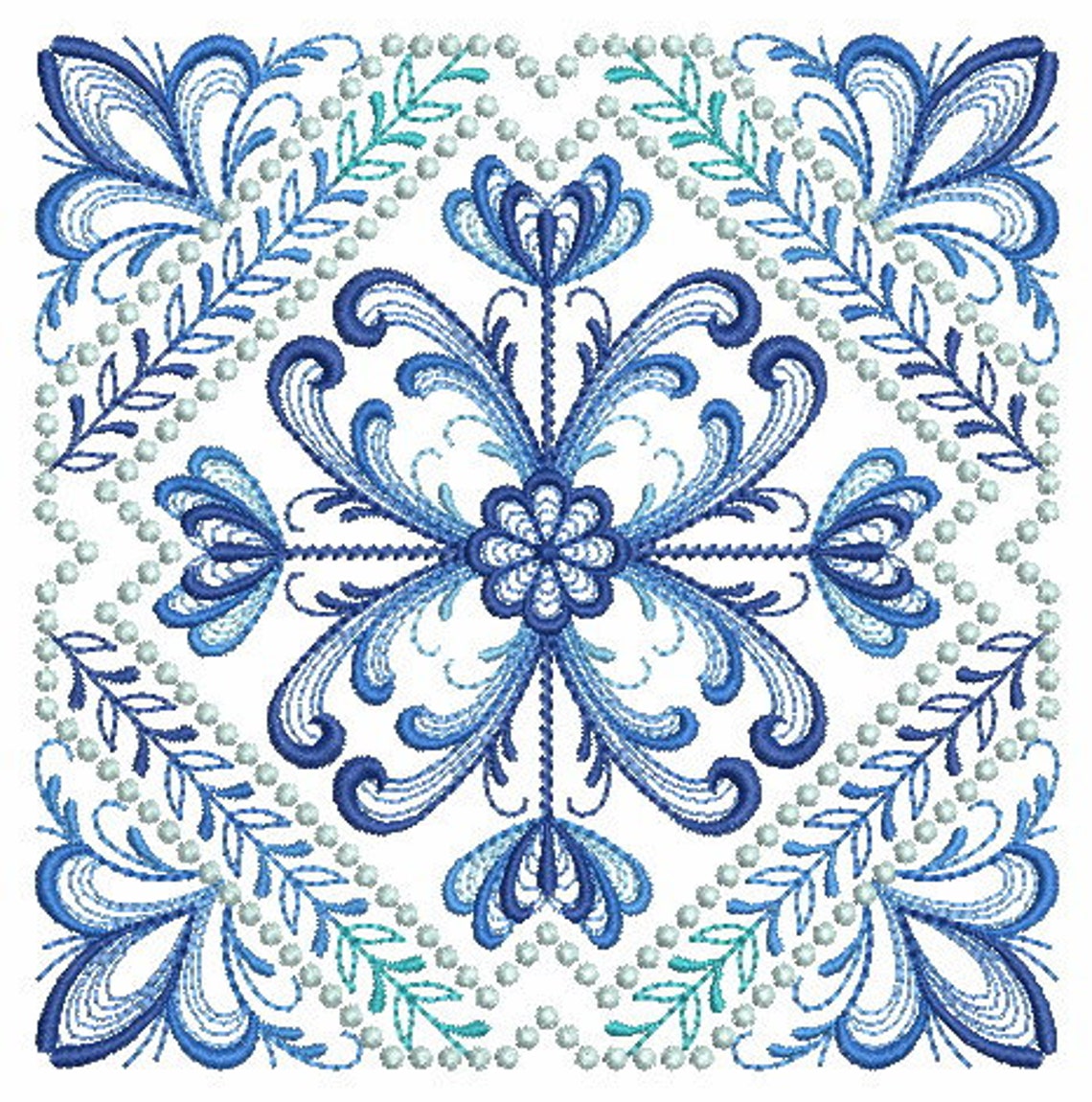 Delft Blue-twelve Embroidered Quilt Blocks - Etsy