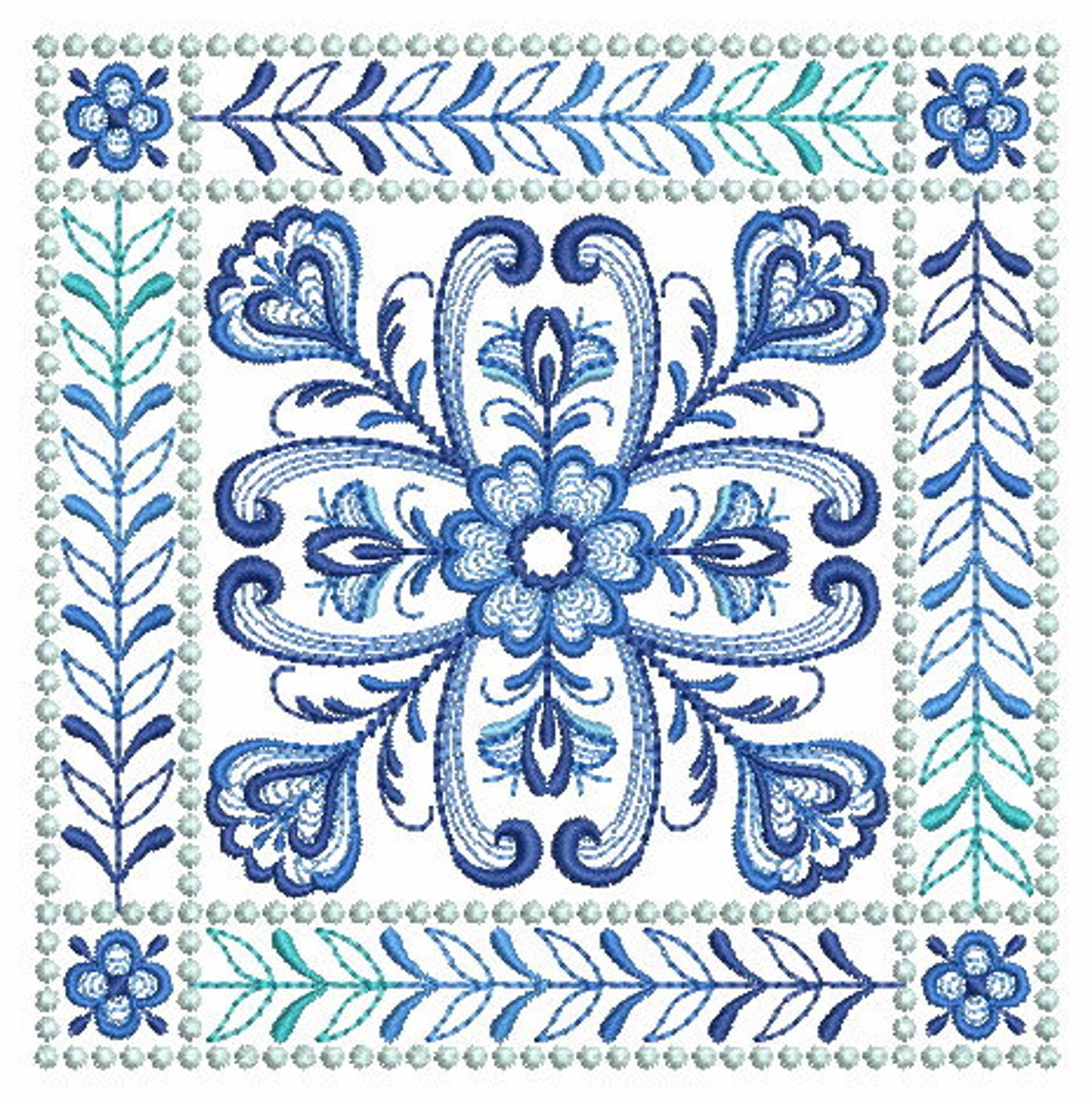Delft Blue-twelve Embroidered Quilt Blocks - Etsy