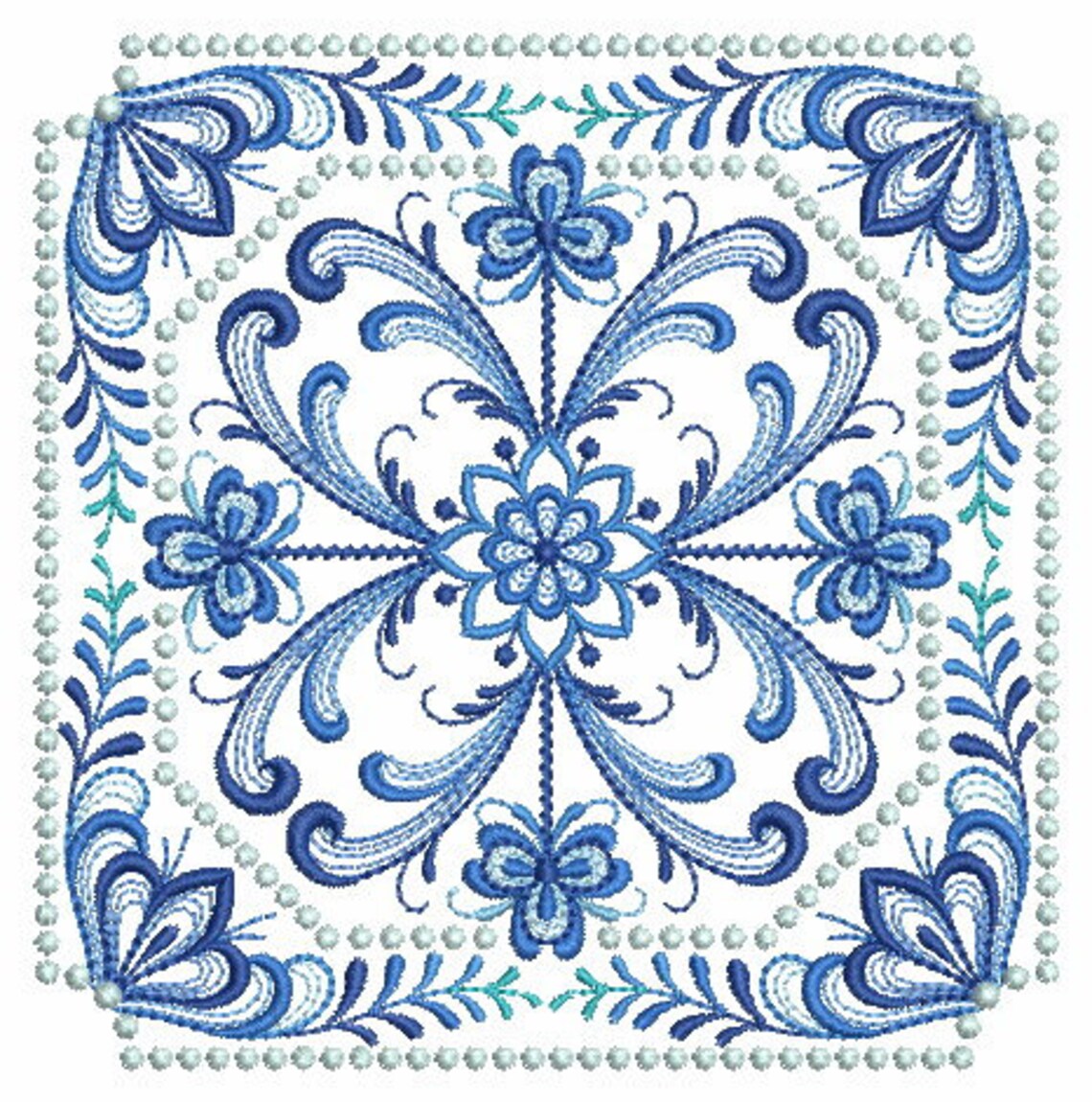 Delft Blue-twelve Embroidered Quilt Blocks | Etsy