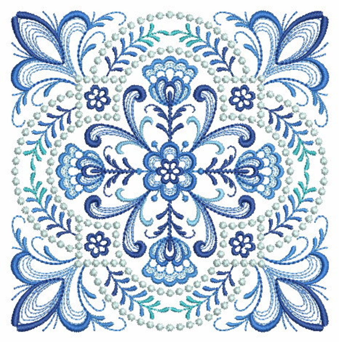 Delft Blue-twelve Embroidered Quilt Blocks - Etsy