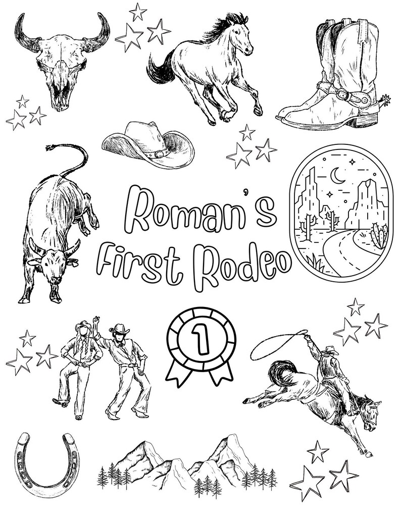 First Rodeo Coloring Page - Etsy