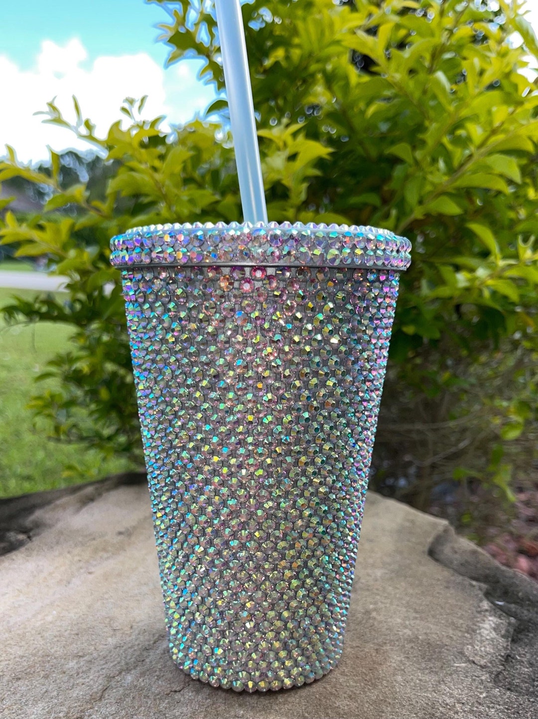 Rhinestone Tumbler W/ Lid & Straw, Bedazzled Tumbler, Blinged Tumbler ...