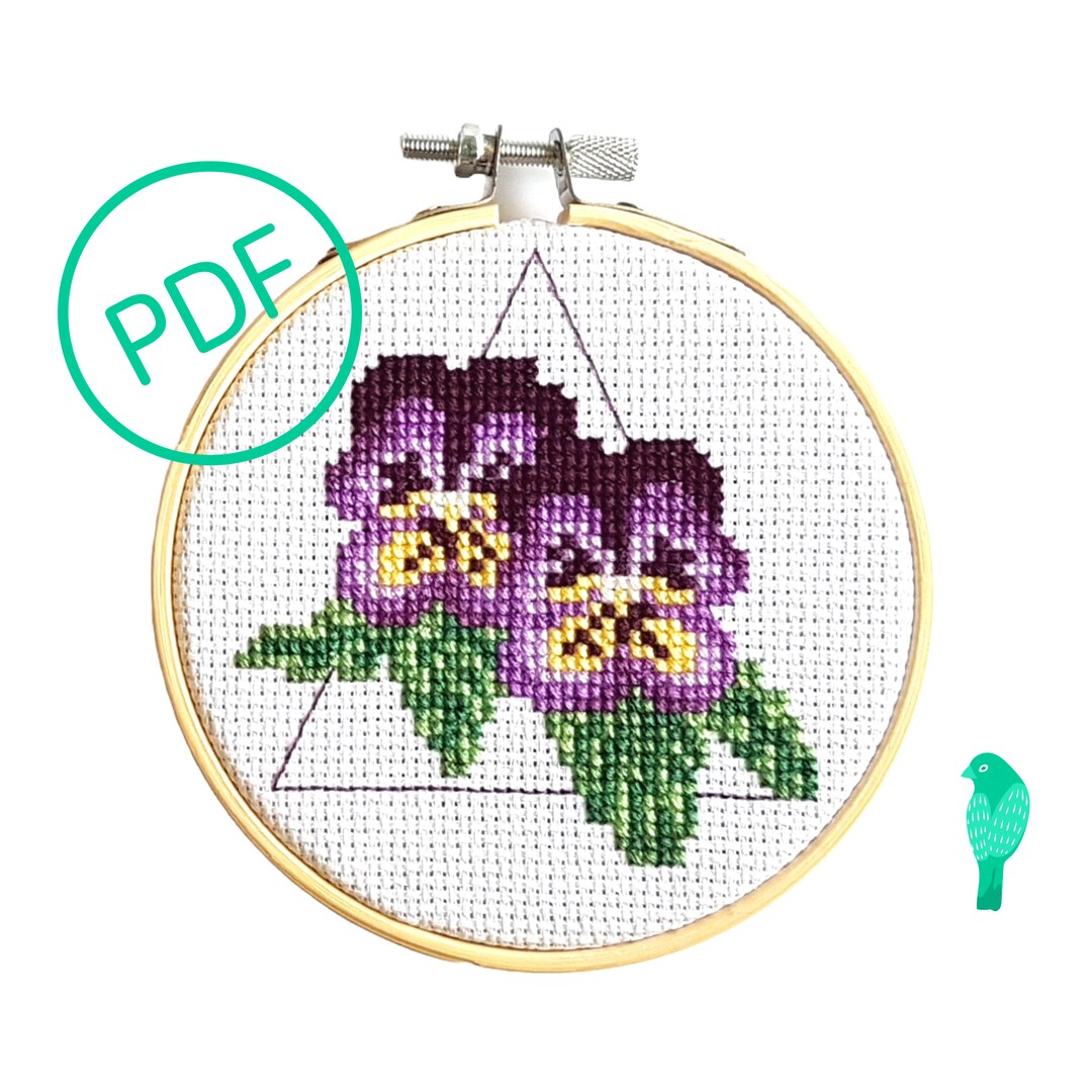 Purple Pansy Flowers Cross Stitch Pattern PDF Digital Download - Etsy ...