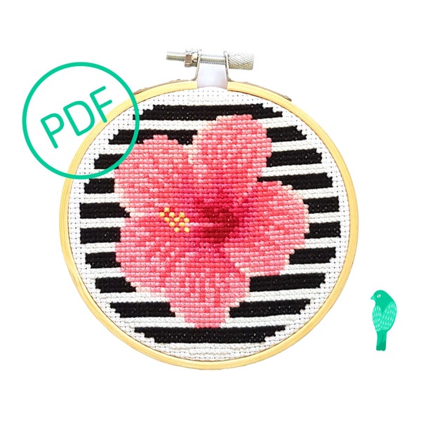 Hibiscus Cross Stitch - Etsy