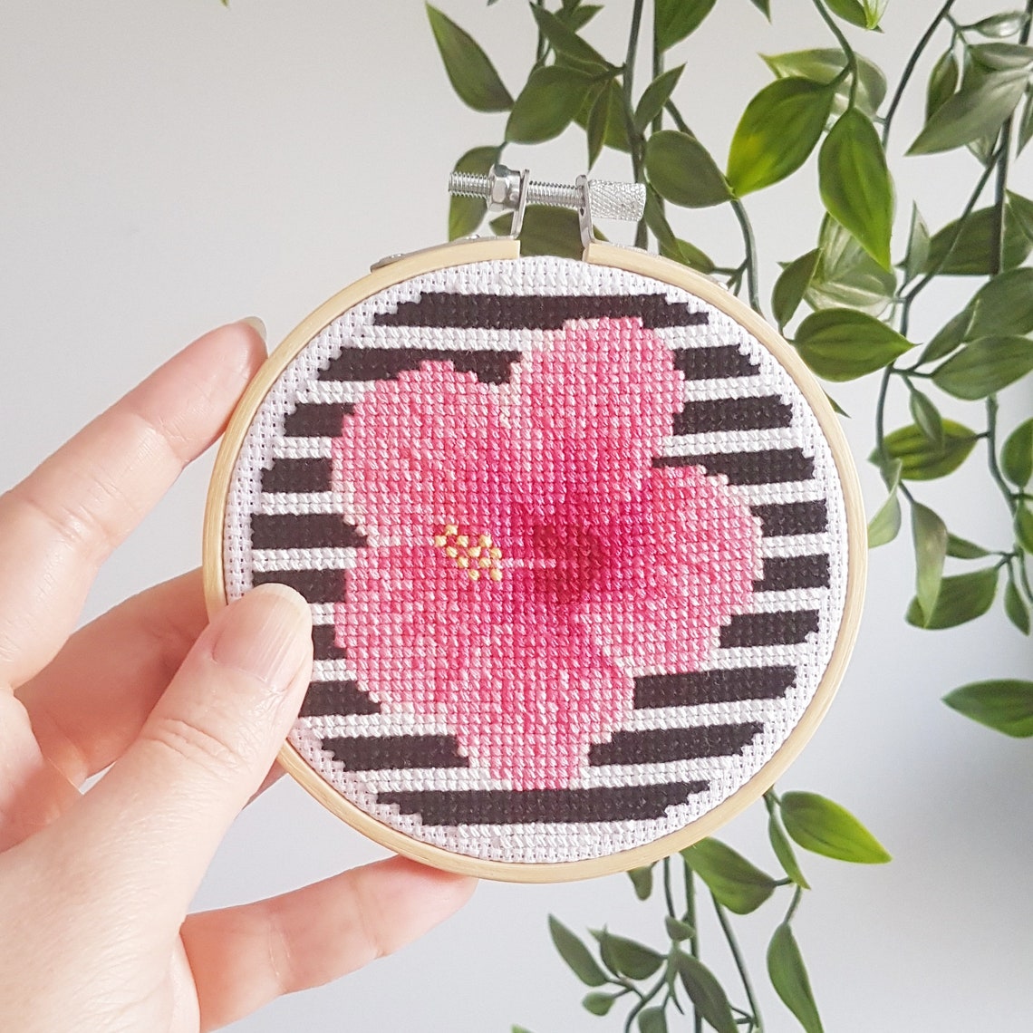 Hibiscus Cross Stitch Pattern PDF Digital Download Pink | Etsy