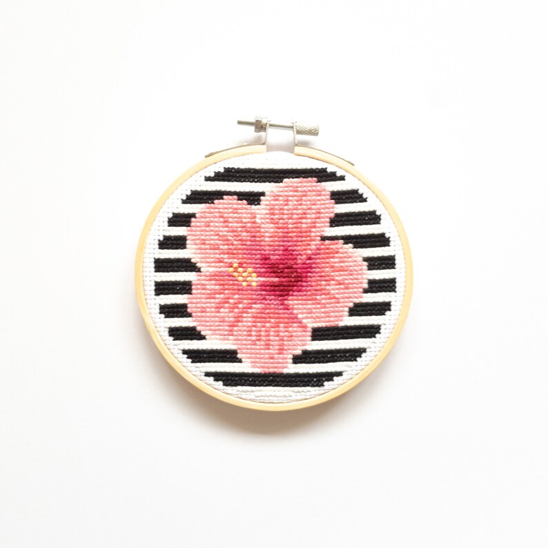 Hibiscus Cross Stitch Pattern PDF Digital Download Pink | Etsy