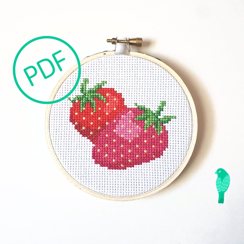 Strawberries Cross Stitch Pattern PDF Digital Download - Etsy