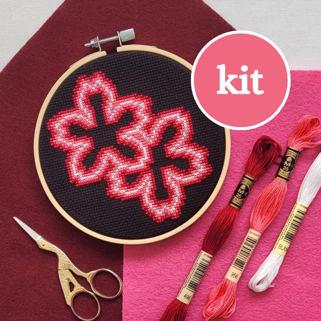 Neon Sakura Cherry Blossom Cross Stitch Kit - Etsy