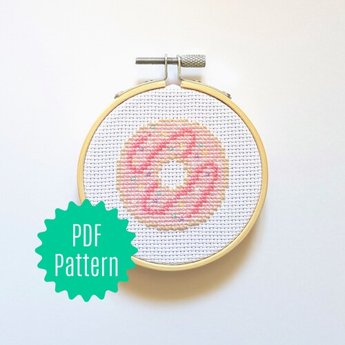 Donut Cross Stitch Pattern Doughnut Instant Download PDF Cute - Etsy