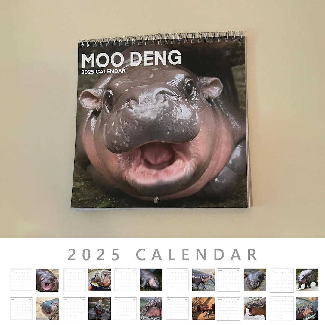 2025 Moo Deng Hippo Calendar, 21cmx21cm Moo Deng Baby Calendar, Moo ...