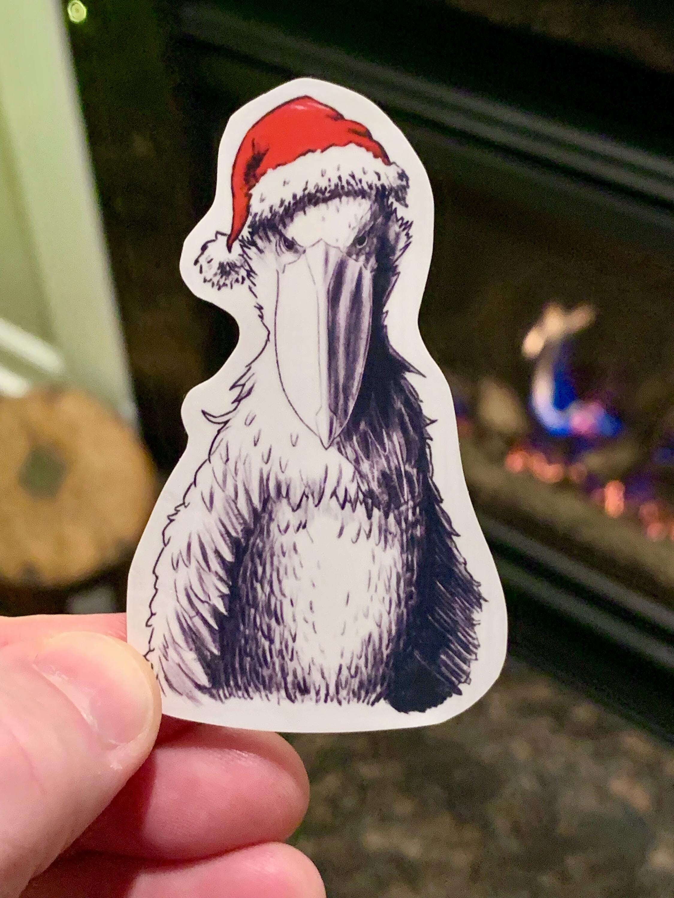 Santa Shoebill Stork Vinyl Sticker // Hand Drawn Sticker - Etsy