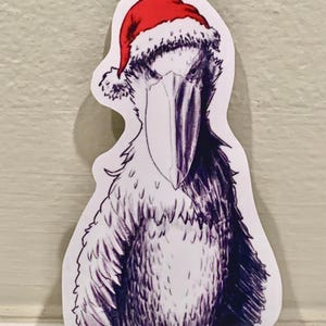 Santa Shoebill Stork Vinyl Sticker // Hand Drawn Sticker - Etsy