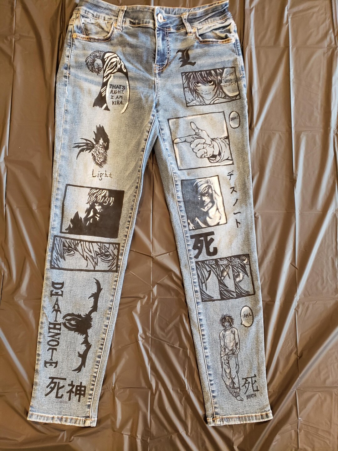 Death Note Anime Hand Painted Jeans - Etsy