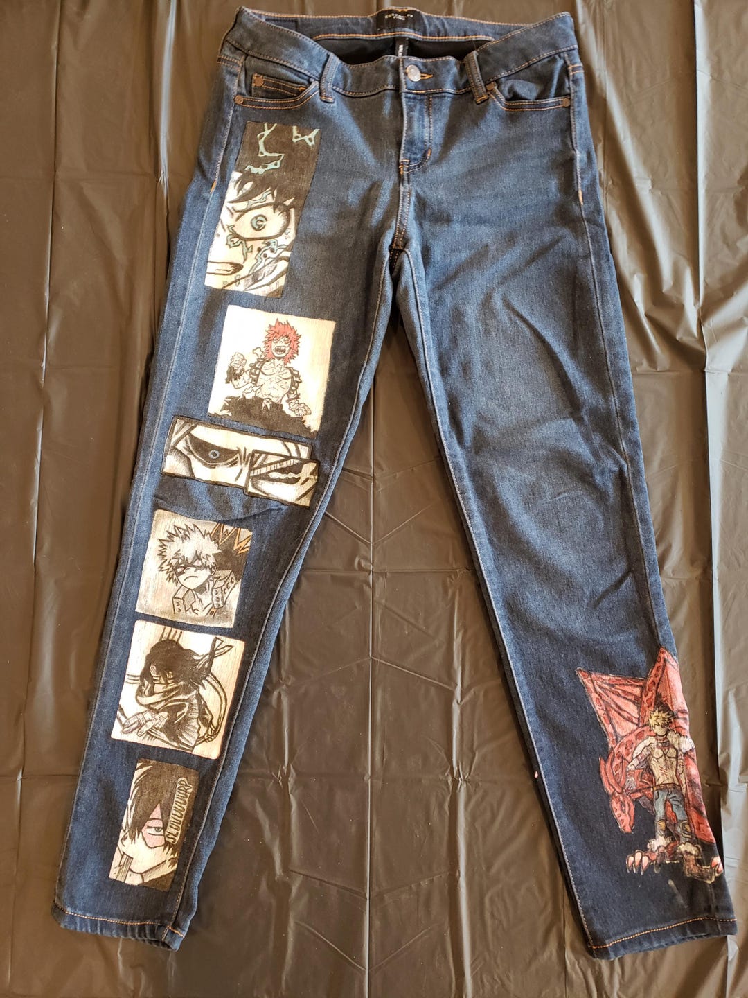 MHA My Hero Hand Painted Women's Jeans - Etsy