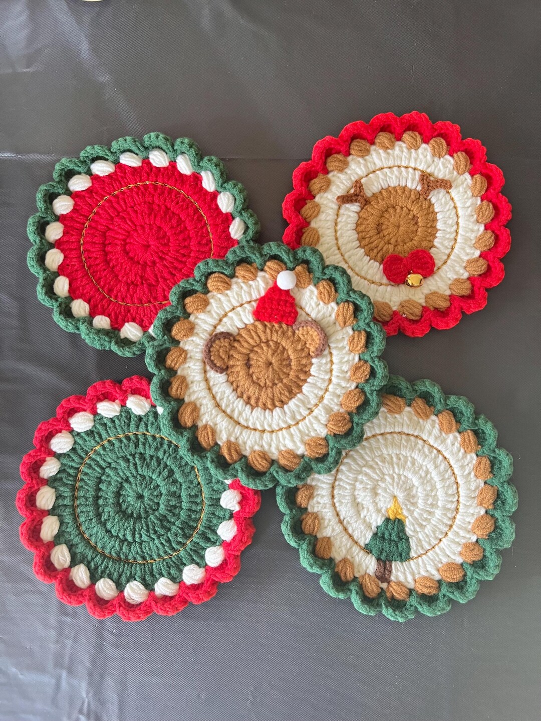 Christmas Themed Crochet Coaster - Etsy