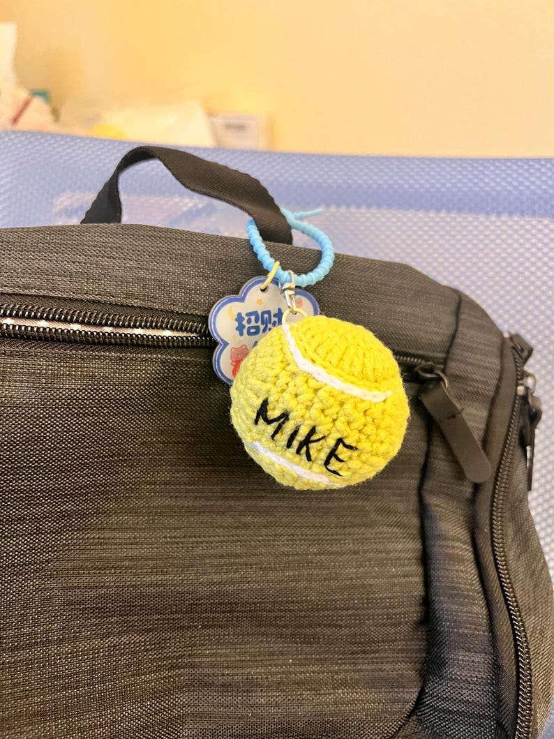 Crocheted Tennis Ball Keychain - Etsy