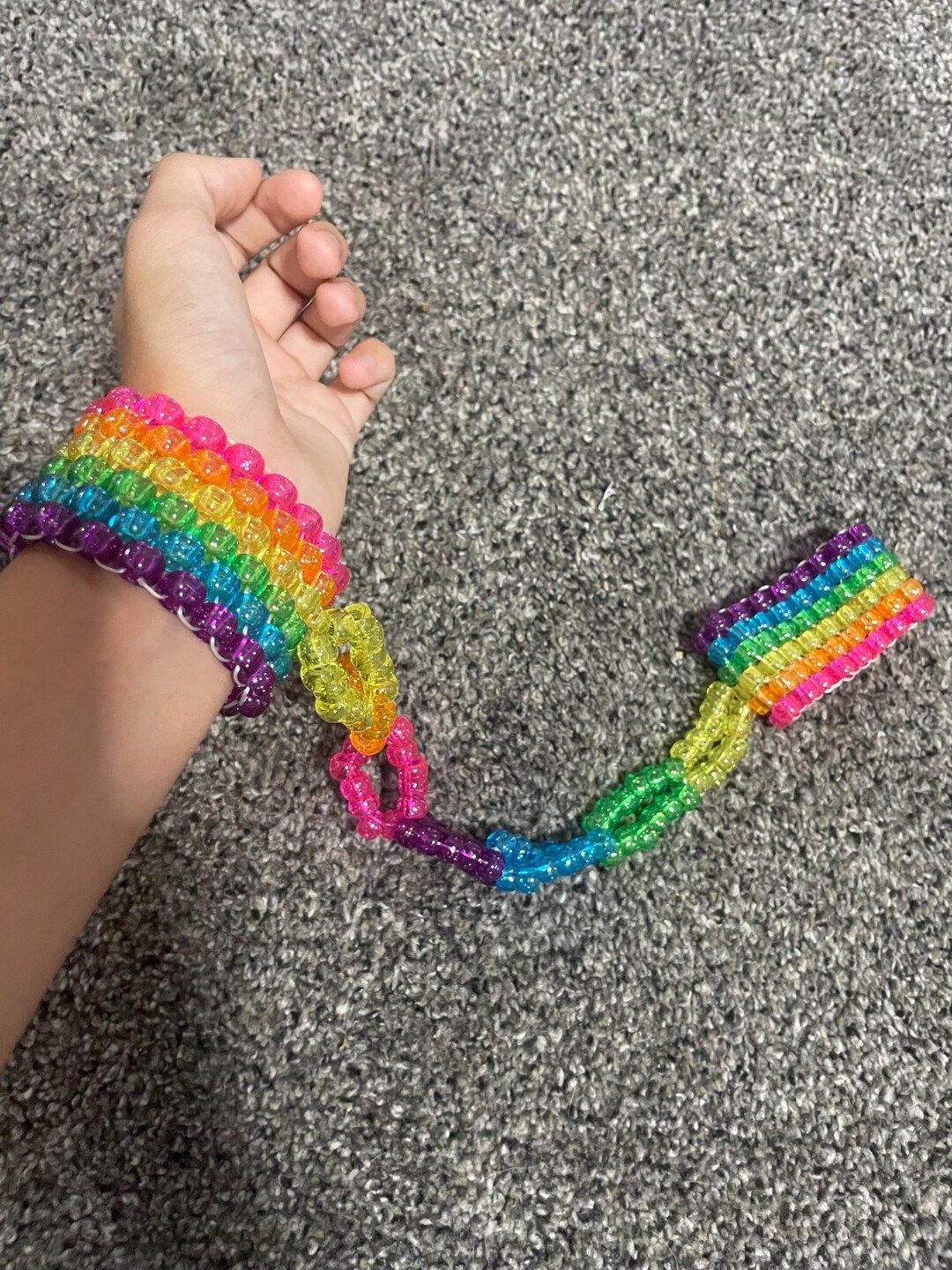 Rainbow Kandi Bead Peyote Stitch Glittery Handcuffs ! - Etsy