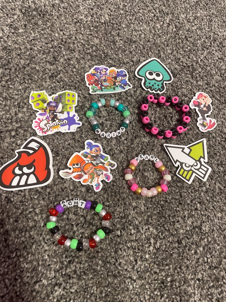 Splatoon Kandi Single Set + Ladder Stitch + Stickers !! - Etsy
