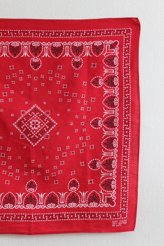 Vintage Fast Color 100% Cotton Red Bandana - Gem