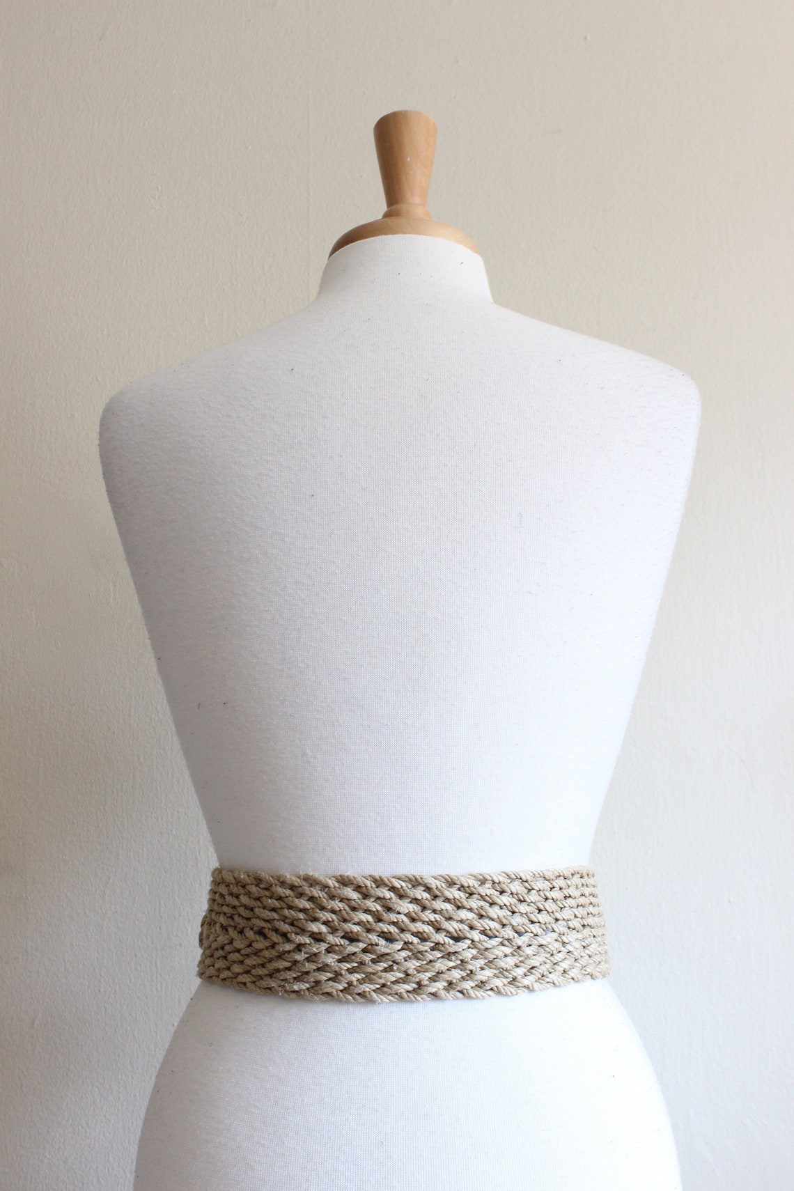 Vintage Woven Jute Wide Belt with Heavy Brass Buckle | Etsy