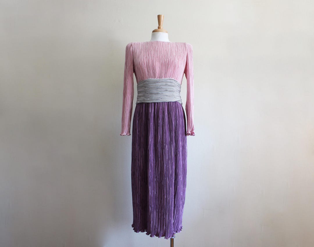 Vintage 1980s Steven Stoller Pink & Purple Fortuny Pleated Dress - Etsy
